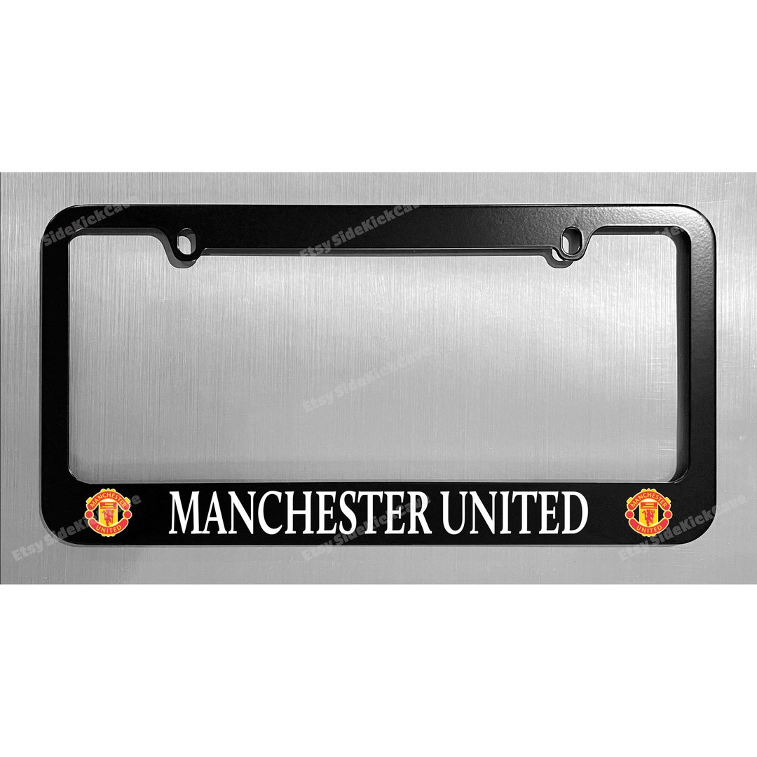Manchester United Black Metal Custom Made License Plate Frame Screw ...