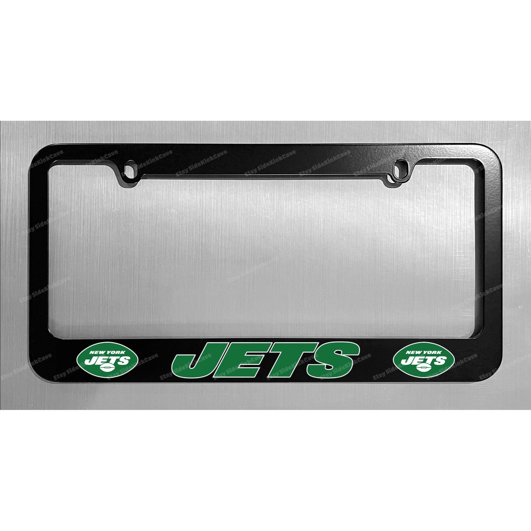 New York Jets Black Metal Custom Made License Plate Frame Screw Covers ...