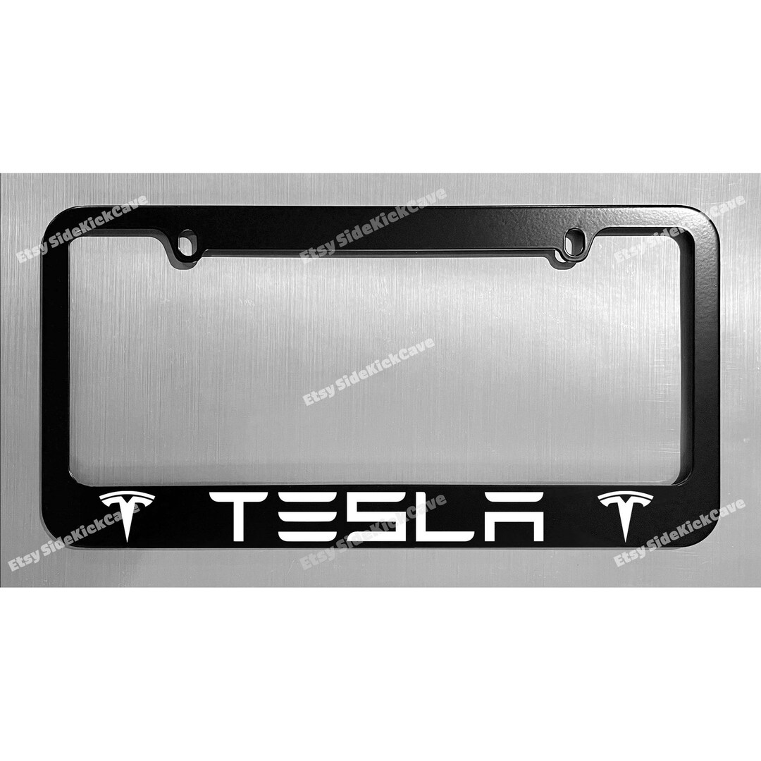 TESLA White Logo Custom Made Black Metal License Plate Frame - Etsy
