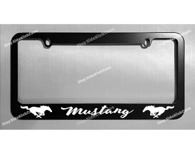 MUSTANG New Custom Made Black Metal License Plate Frame screw Covers - Etsy