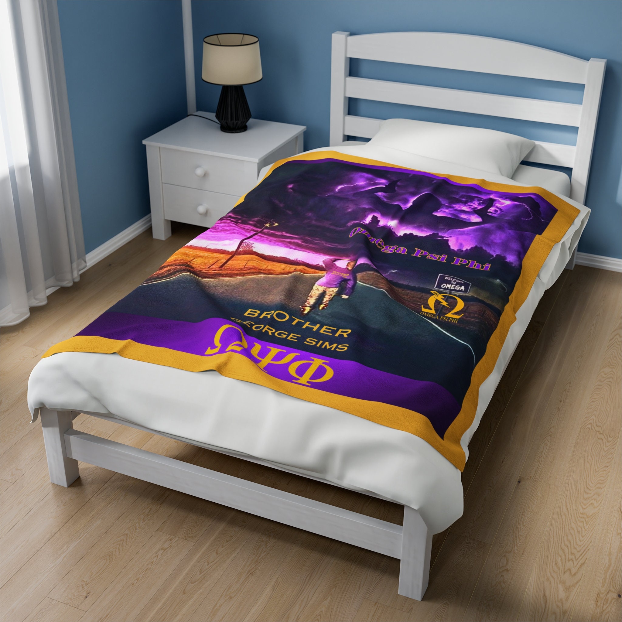 Personalized Omega Psi Phi omega Stomp Velveteen Plush Blanket Father's ...
