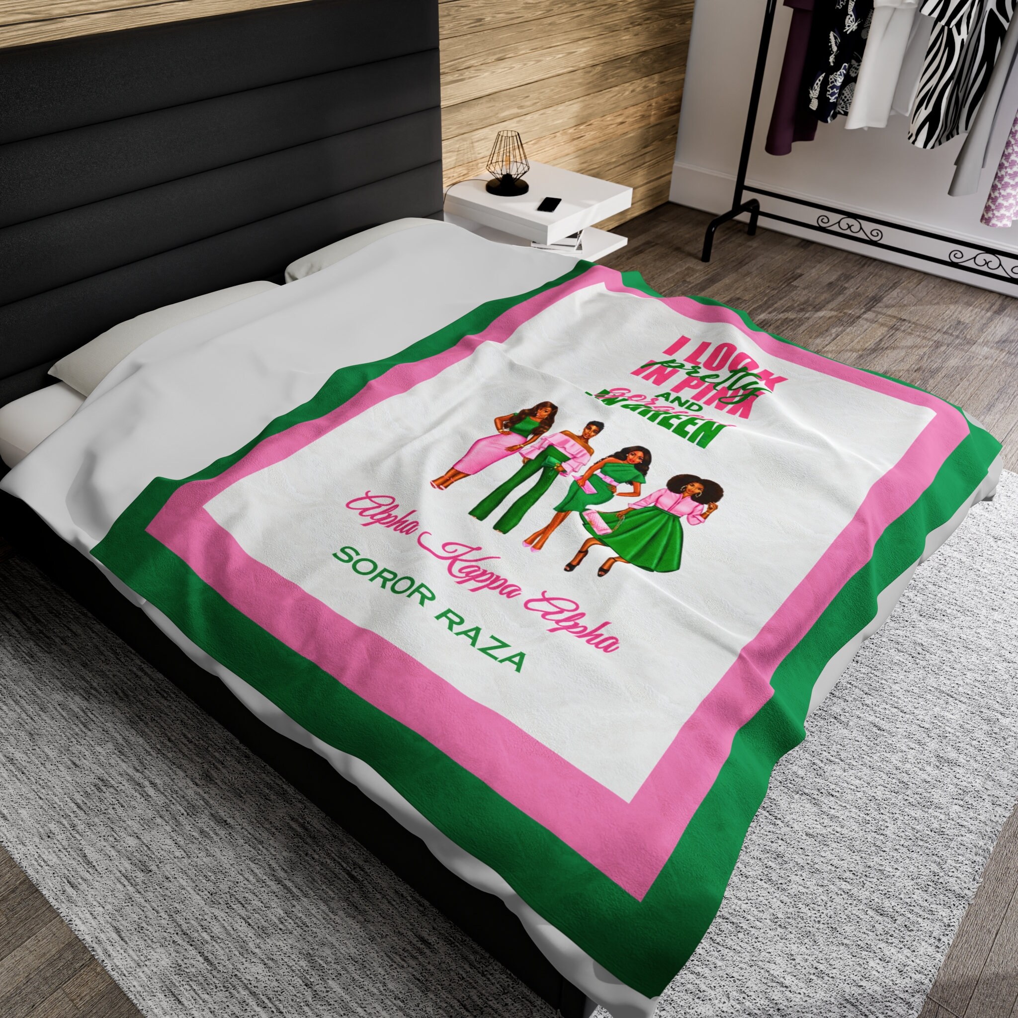 Personalized Alpha Kappa Alpha Velveteen Plush Blanket AKA Throw ...