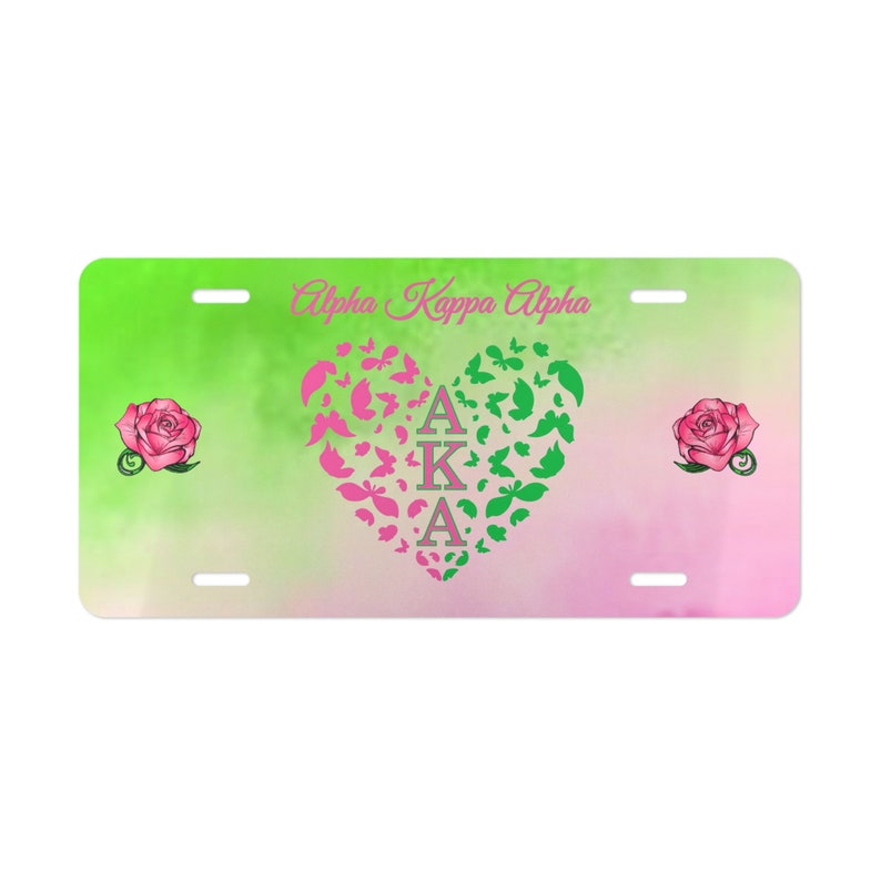 Alpha Kappa Alpha - Heart Vanity License Tag Plate, AKA Sorority Tag ...