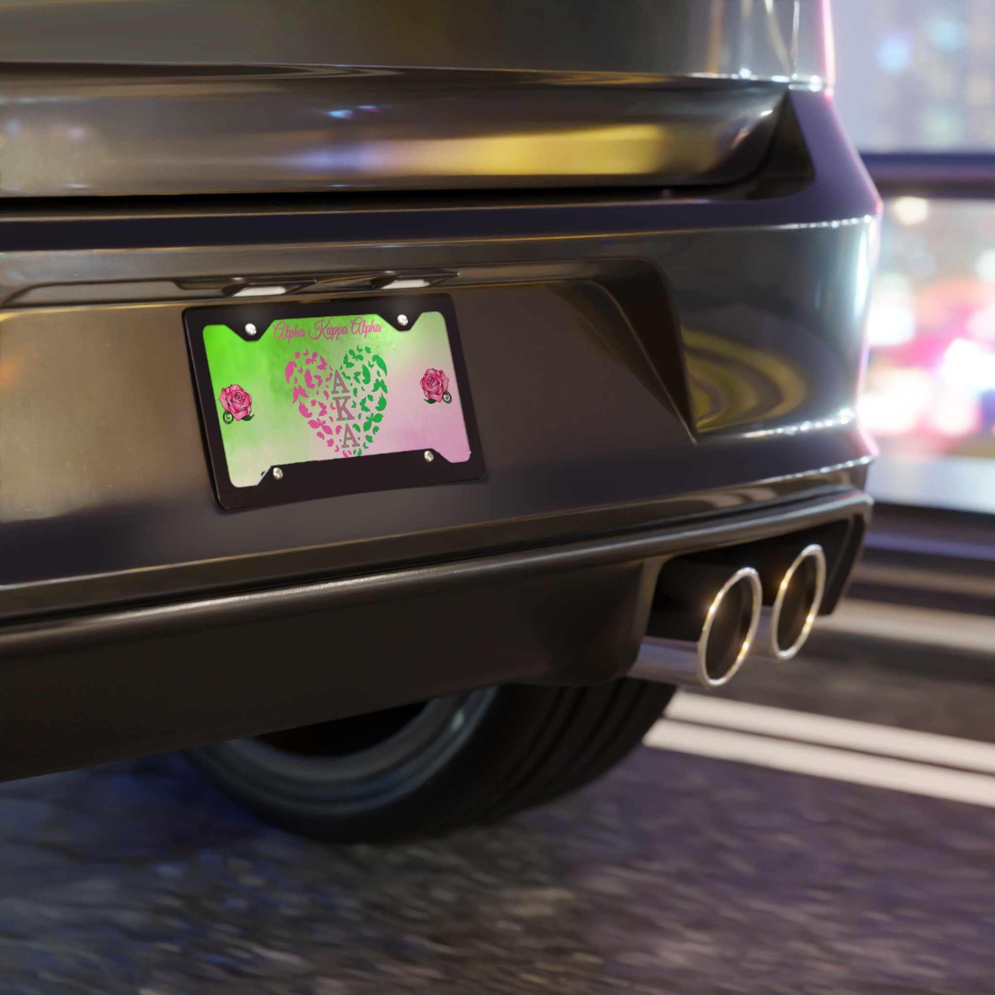 Alpha Kappa Alpha - Heart Vanity License Tag Plate, AKA Sorority Tag ...