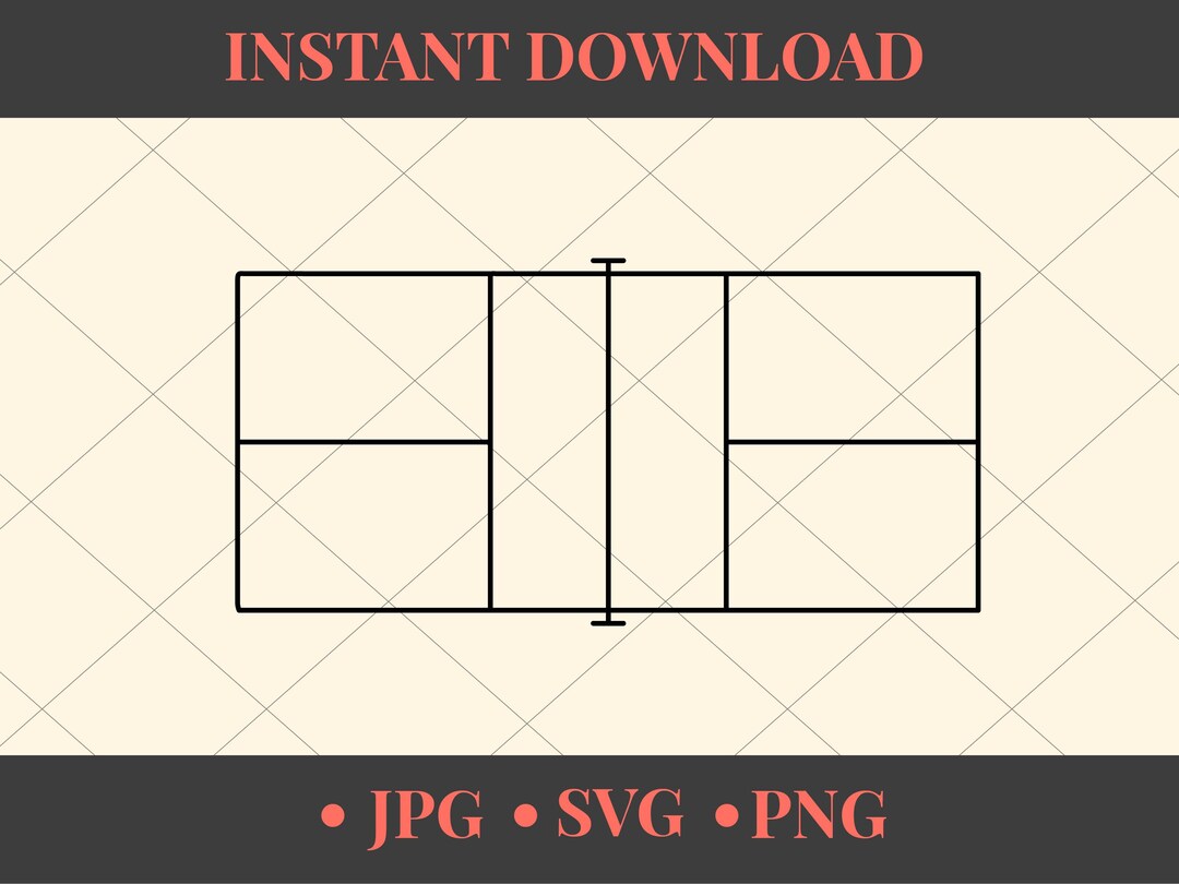 Pickleball Court Drawing SVG PNG JPG Pickleball Laser Cut File Court ...