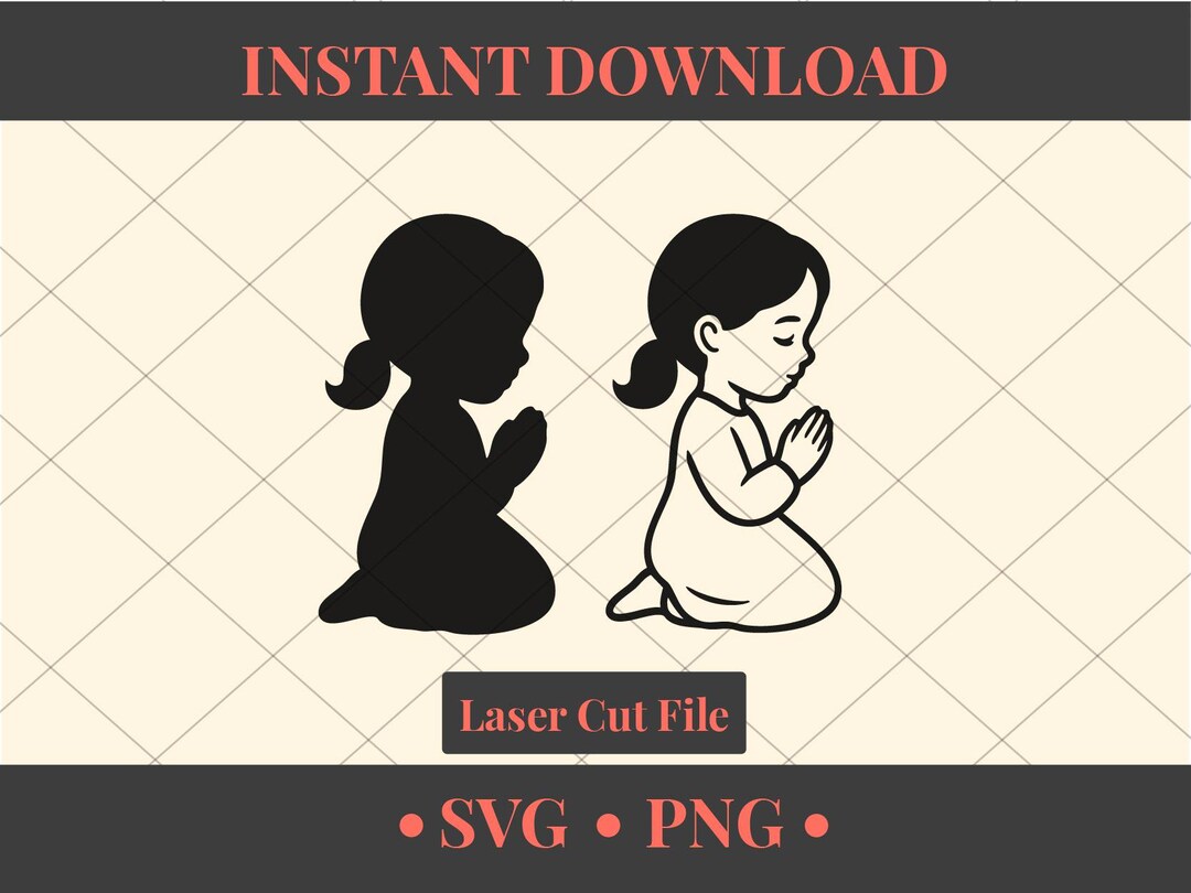 Little Girl Praying SVG | Niña Rezando | Little Girl Praying Silhouette ...