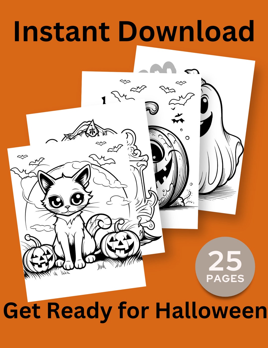 Halloween Coloring Pages for Kids! Instant Download Fun - Halloween ...