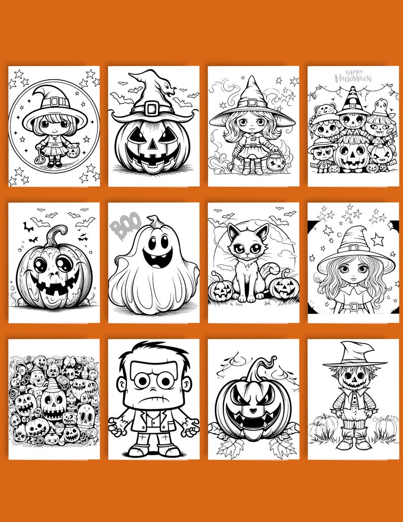 Halloween Coloring Pages for Kids! Instant Download Fun - Halloween ...
