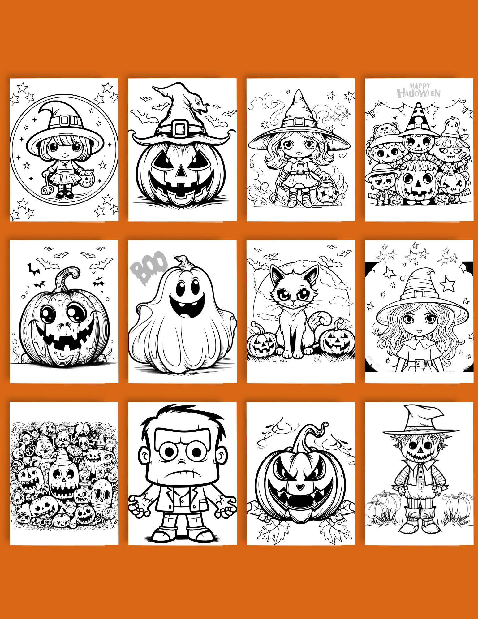 Halloween Coloring Pages for Kids! Instant Download Fun - Halloween ...
