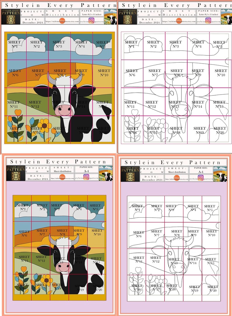 Cow Quilt Pattern ,PDF Quilt Pattern ,cow Patchwork Pattern ,PDF ...