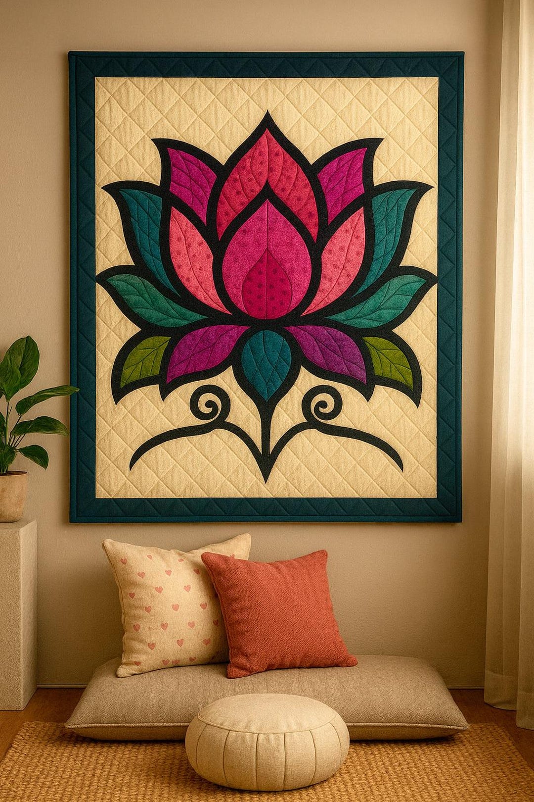 Lotus Flower Quilt Pattern: Floral Patchwork Design (PDF Download ...
