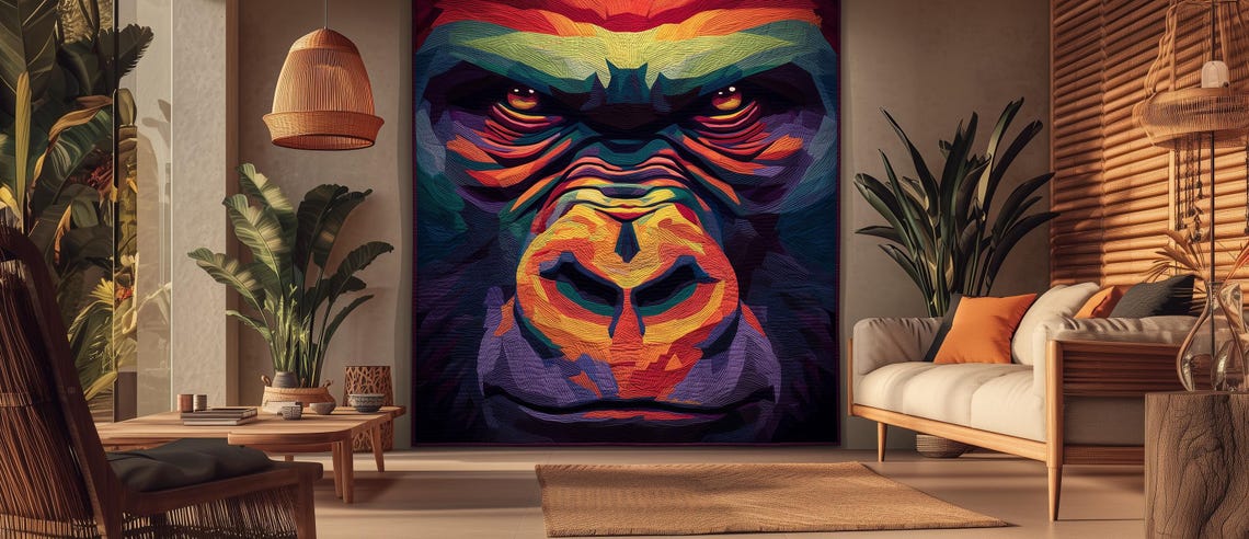 Gorilla Quilt Pattern: Patchwork Appliqué Template (PDF Download, Multi ...