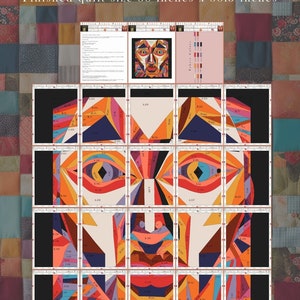 Abstract Face Patchwork Pattern, Face Quilt Pattern, Face Sewing ...
