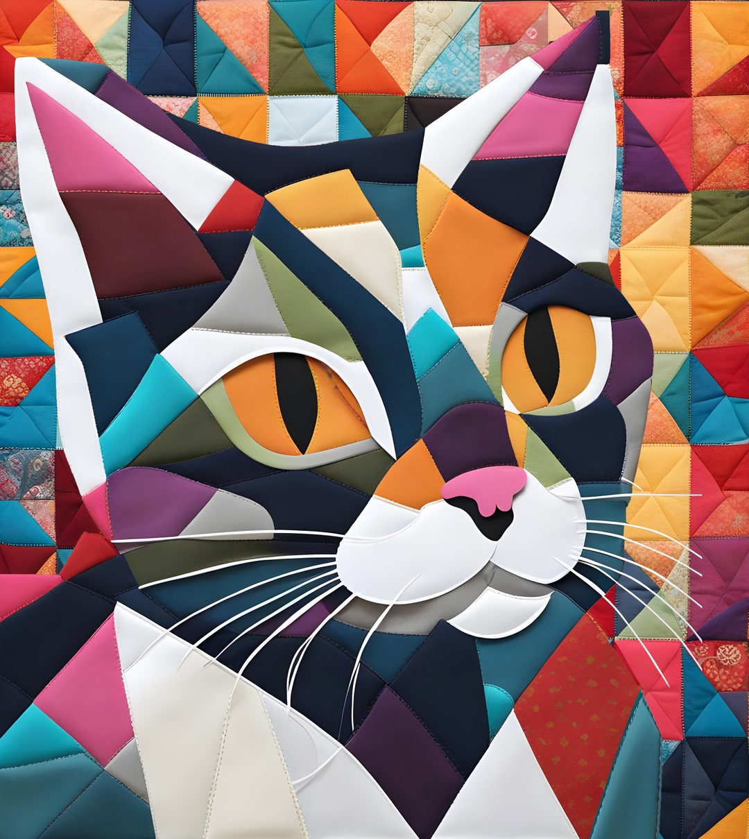 Cat Patchwork Pattern , Animal Patchwork Project , Cat Quilt , Cat ...