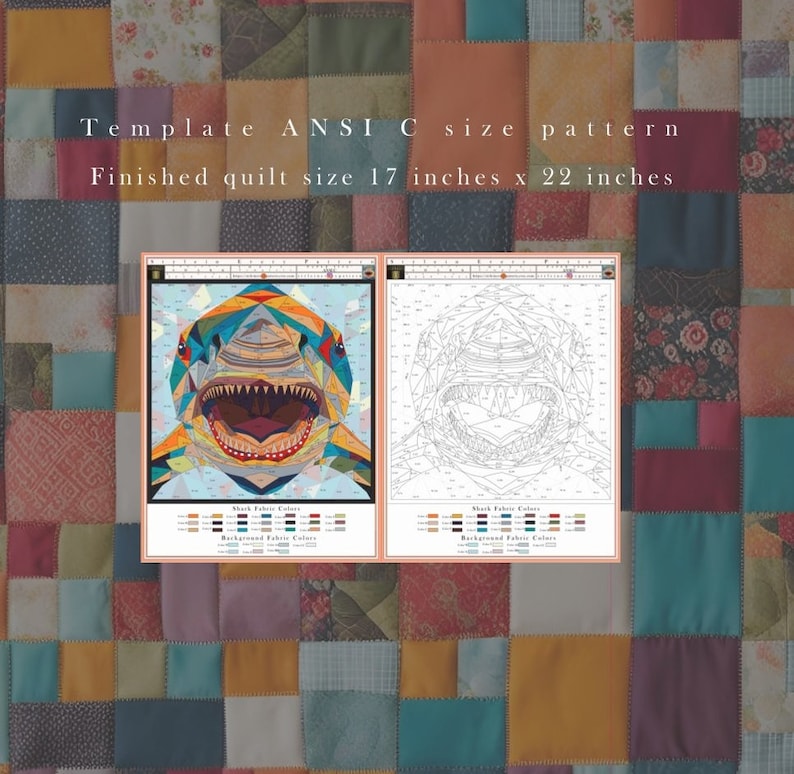 Shark Patchwork Pattern , Shark Quilt Pattern , Animal Quilts , Quilt ...