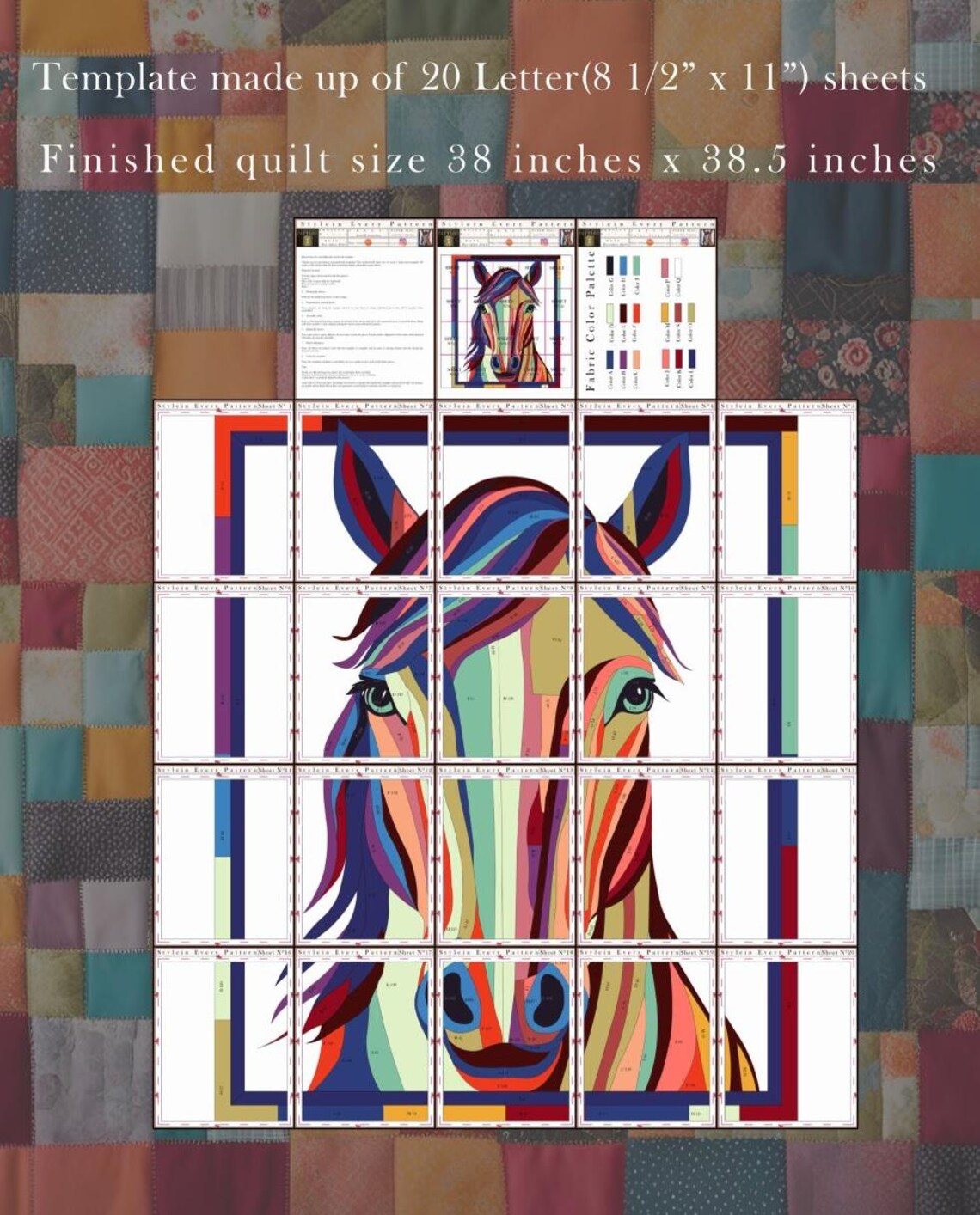 Horse Patchwork Pattern, Horse Quilt Pattern, Horse Sewing Pattern ...