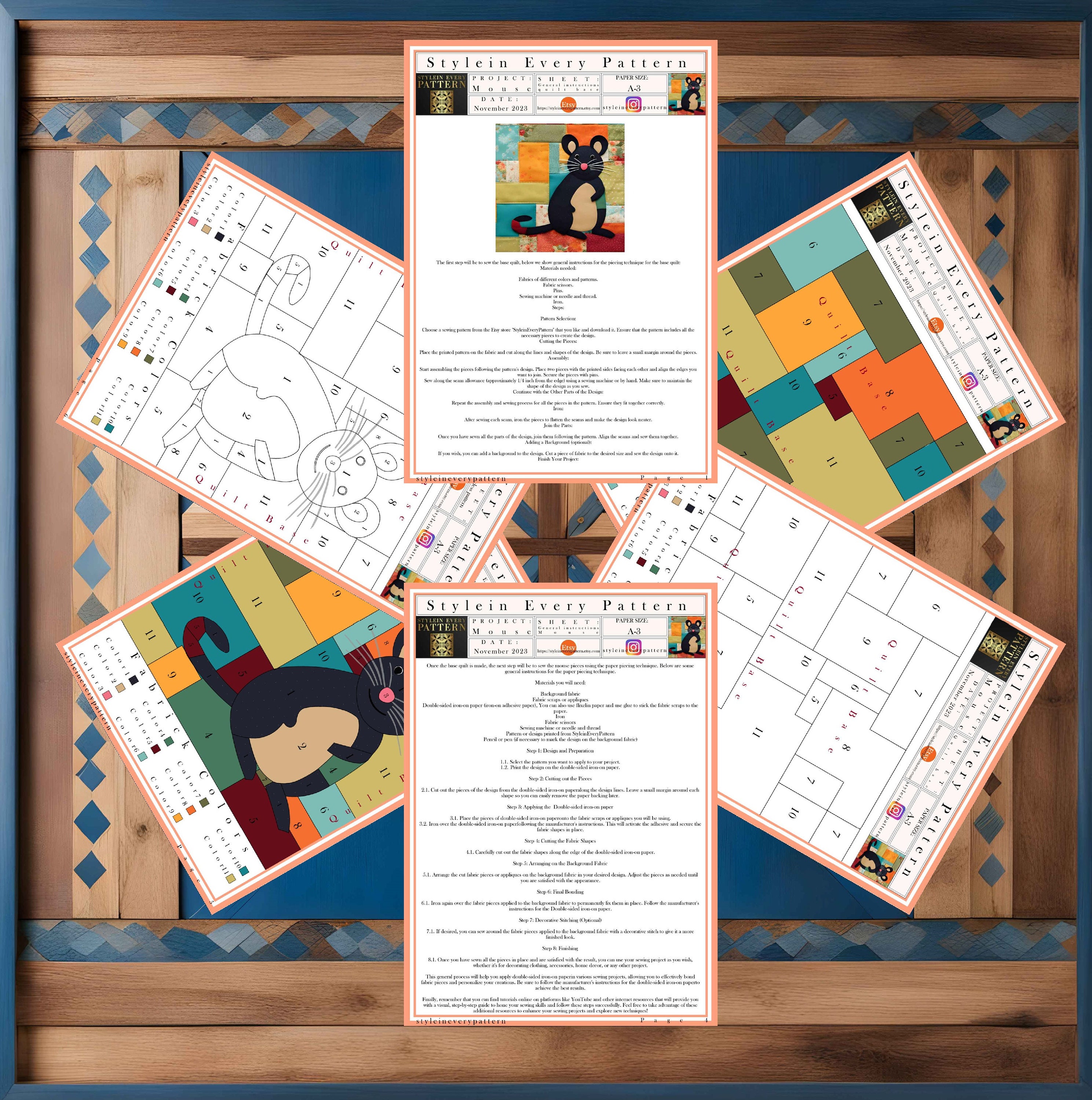 Mouse Quilt Block Template , Digital PDF Download , Patchwork - Etsy