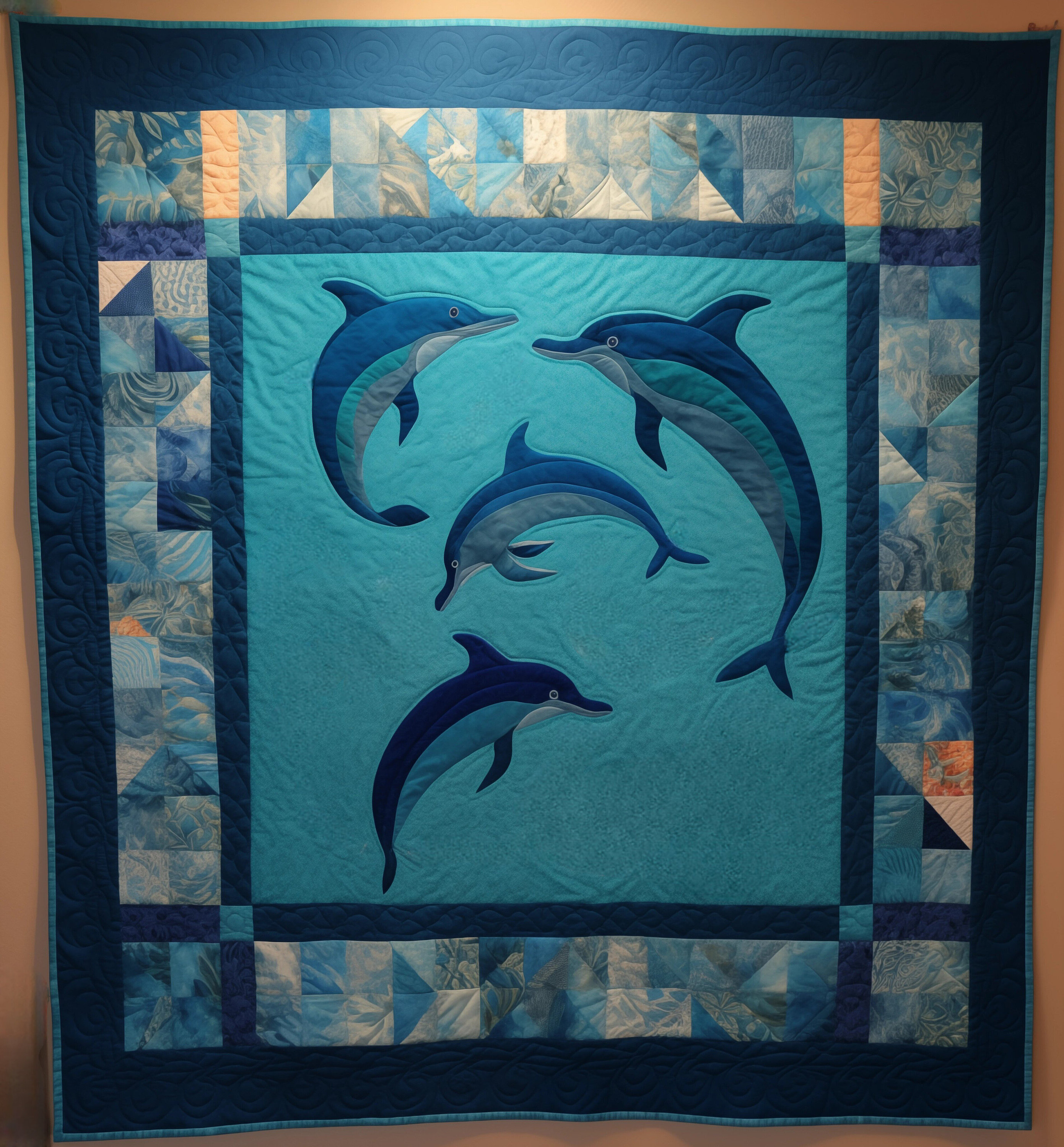 PDF Patchwork Template for Dolphin Quilt , Paper Piecing and Piecing ...