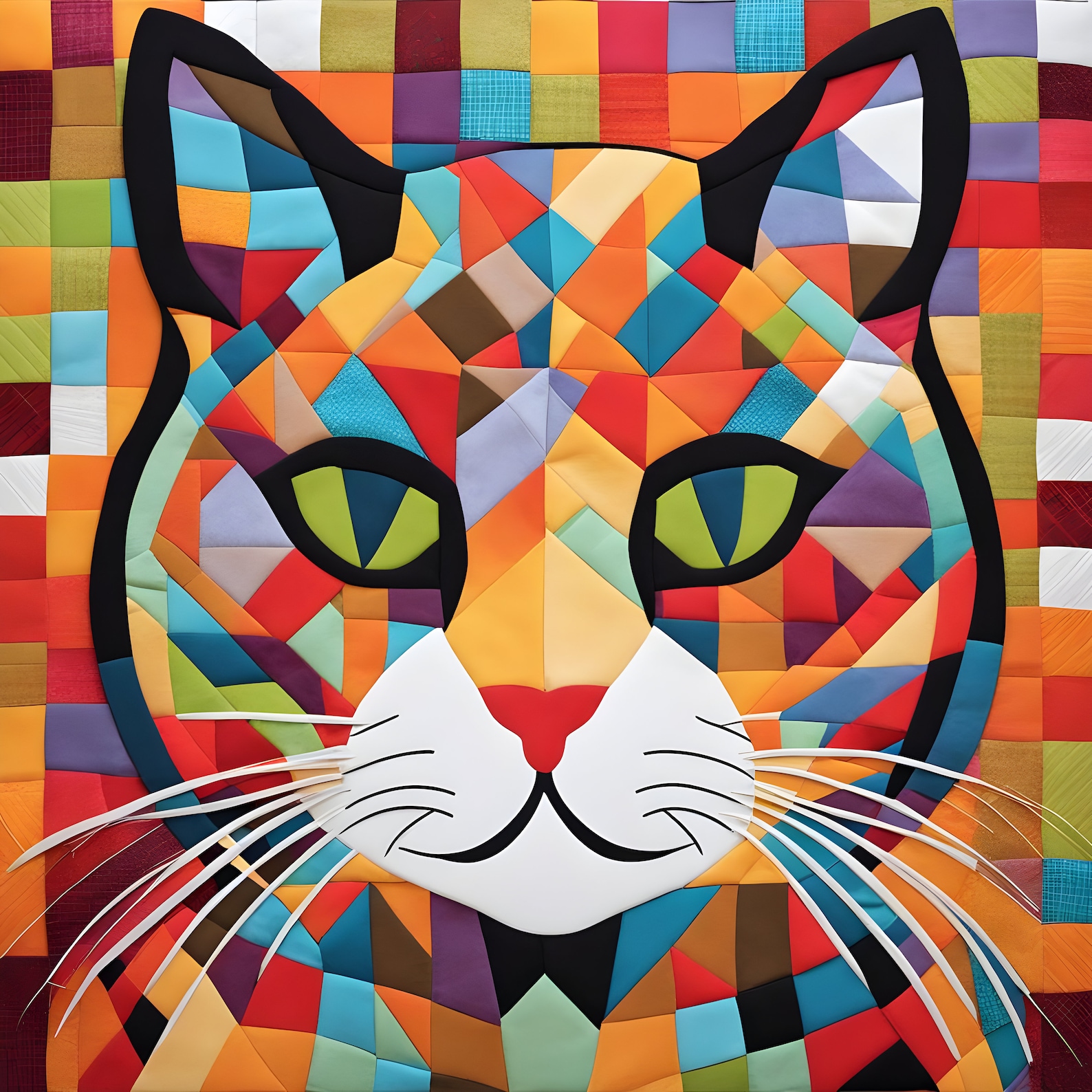 Cat Patchwork Pattern , Quilt Collage Pattern , PDF Quilt Pattern , Cat ...