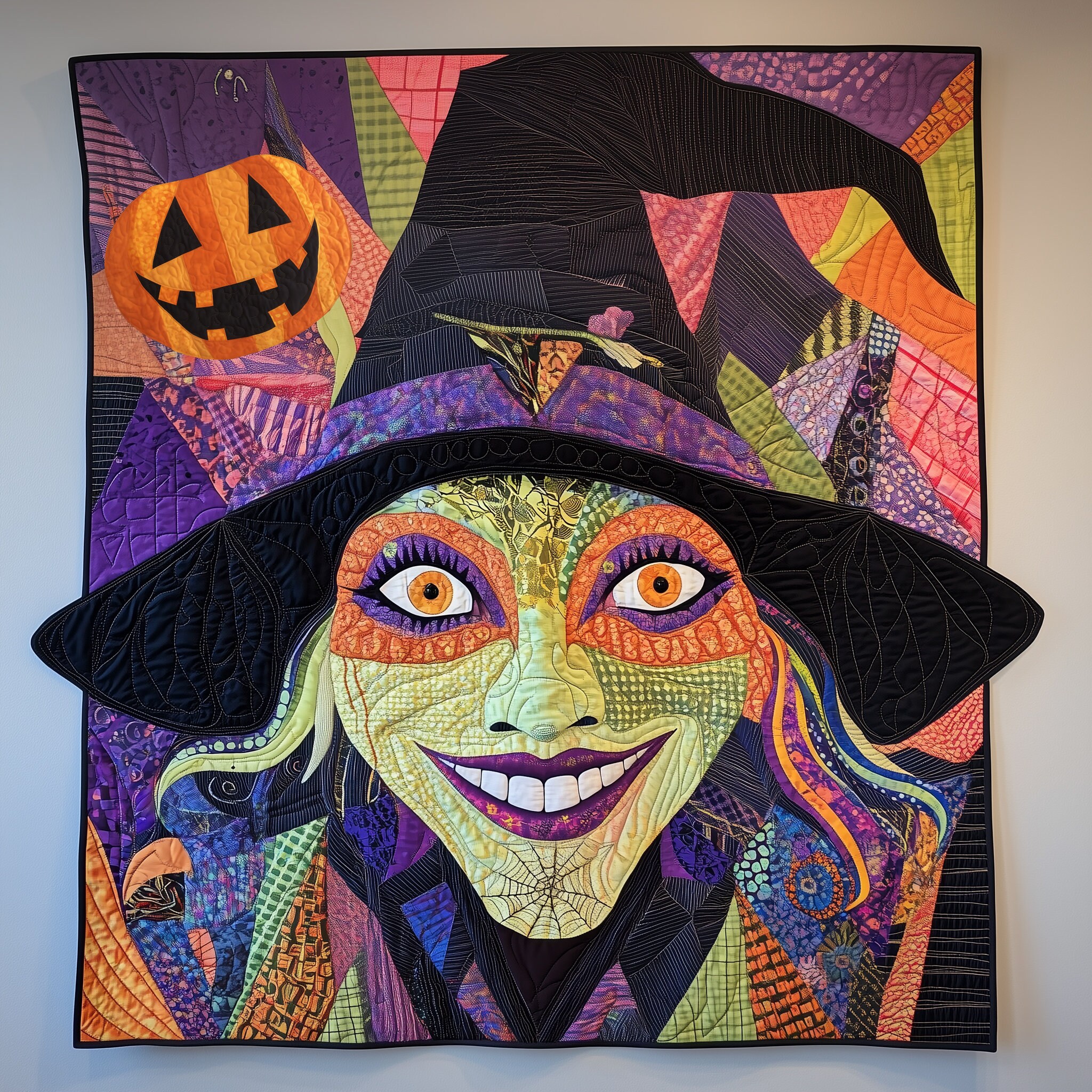 Halloween Patchwork Pattern , Halloween Quilt , Patchwork Witch , Witch ...
