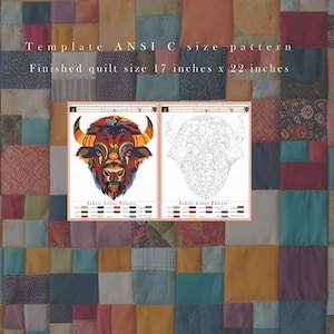 Bison Patchwork Pattern, Animal Quilt Pattern, Patchwork Bison, Bison ...