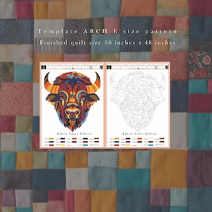 Bison Patchwork Pattern, Animal Quilt Pattern, Patchwork Bison, Bison ...