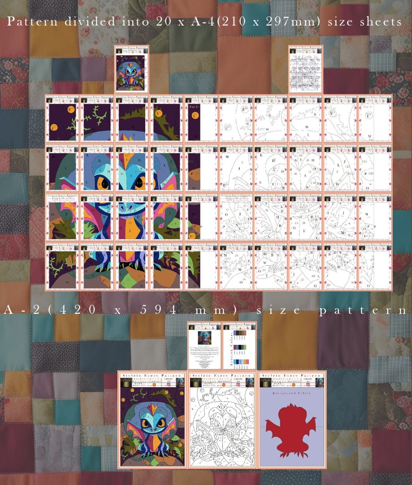 Baby Quilt Pattern , Patchwork Dragon Pattern , Dragon Sewing Pattern ...