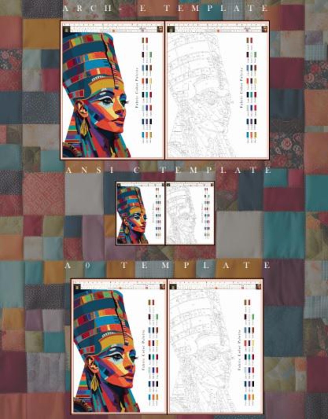 Portrait Quilt Pattern PDF – Modern Face Collage Quilt Template ...