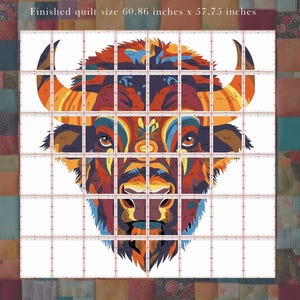 Bison Patchwork Pattern, Animal Quilt Pattern, Patchwork Bison, Bison Sewing Pattern, Patchwork ...