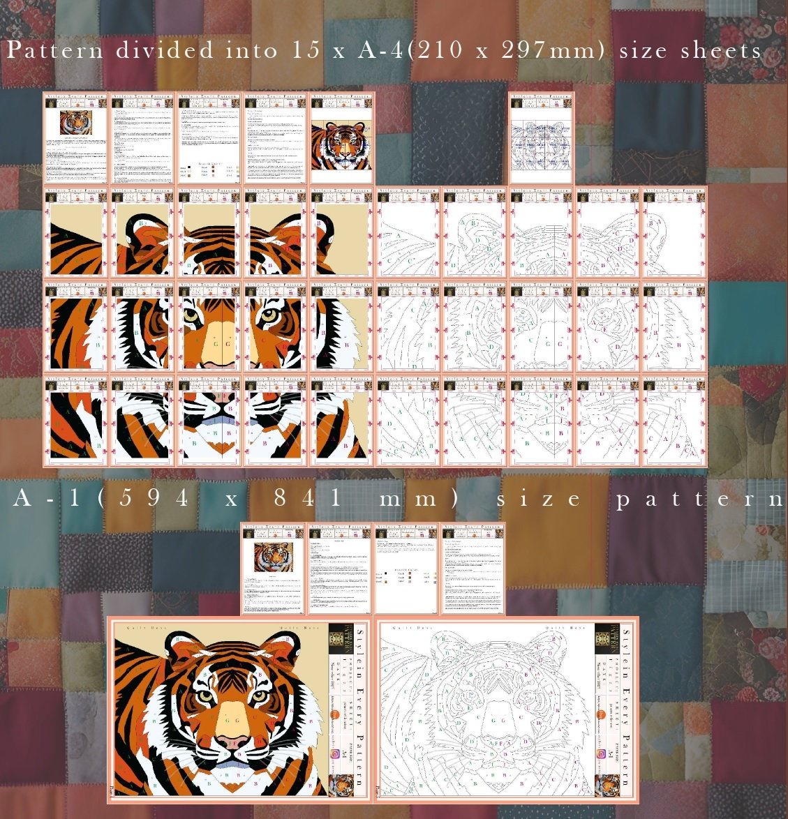Tiger Patchwork Pattern , Tiger Sewing Pattern , Sewing Ideas With ...