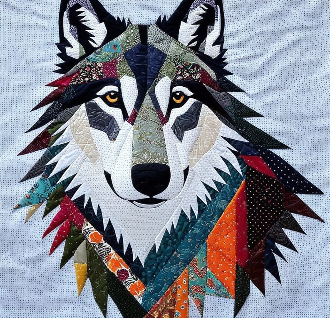 Patchwork motif loup , Idées de couture avec patchwork de loup , Motif de courtepointe avec loup ...