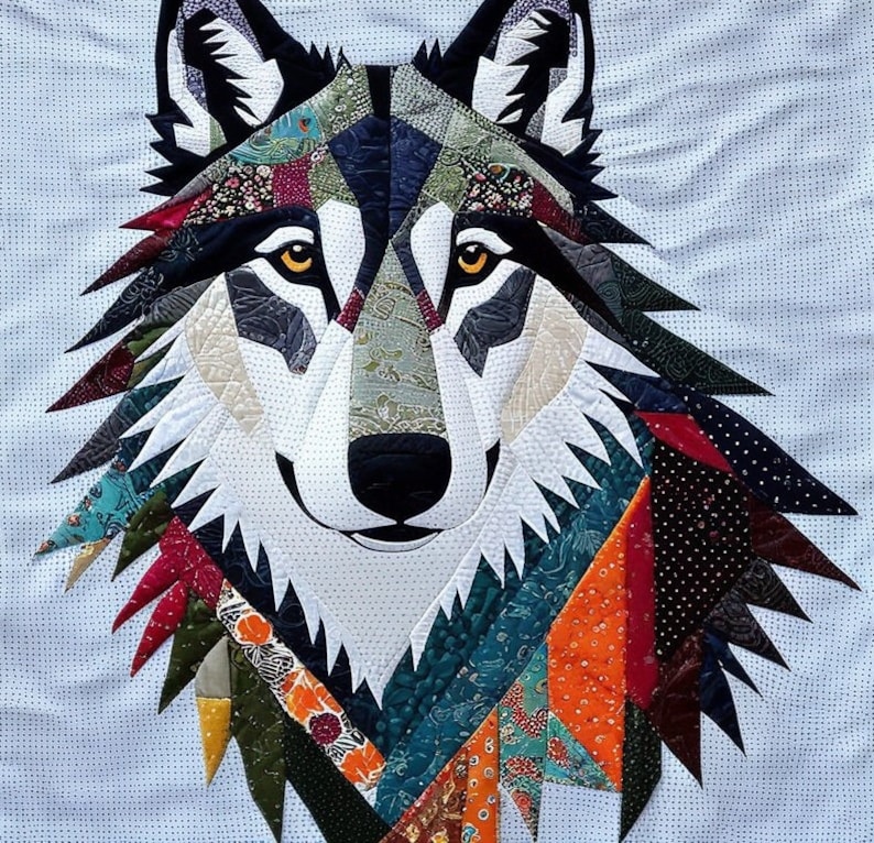 Patchwork Wolf Pattern , Wolf Quilt Pattern , PDF Quilt Pattern ,quilt ...