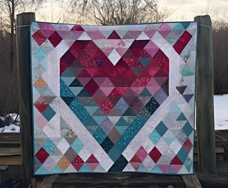 Heart Patchwork Quilt Pattern , Quilt With Heart Patterns , Valentine's Day Patchwork ...