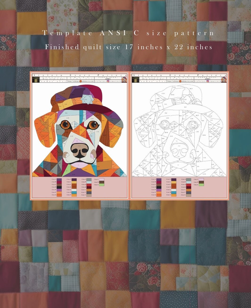 Dog Patchwork Pattern , Dog Sewing Pattern , Dog Patchwork Pattern With ...