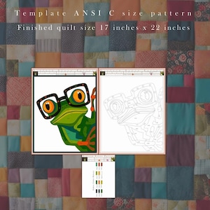 Frog Quilt Pattern PDF, Printable Patchwork Template for Quilting ,quilt Block Design ,digital ...