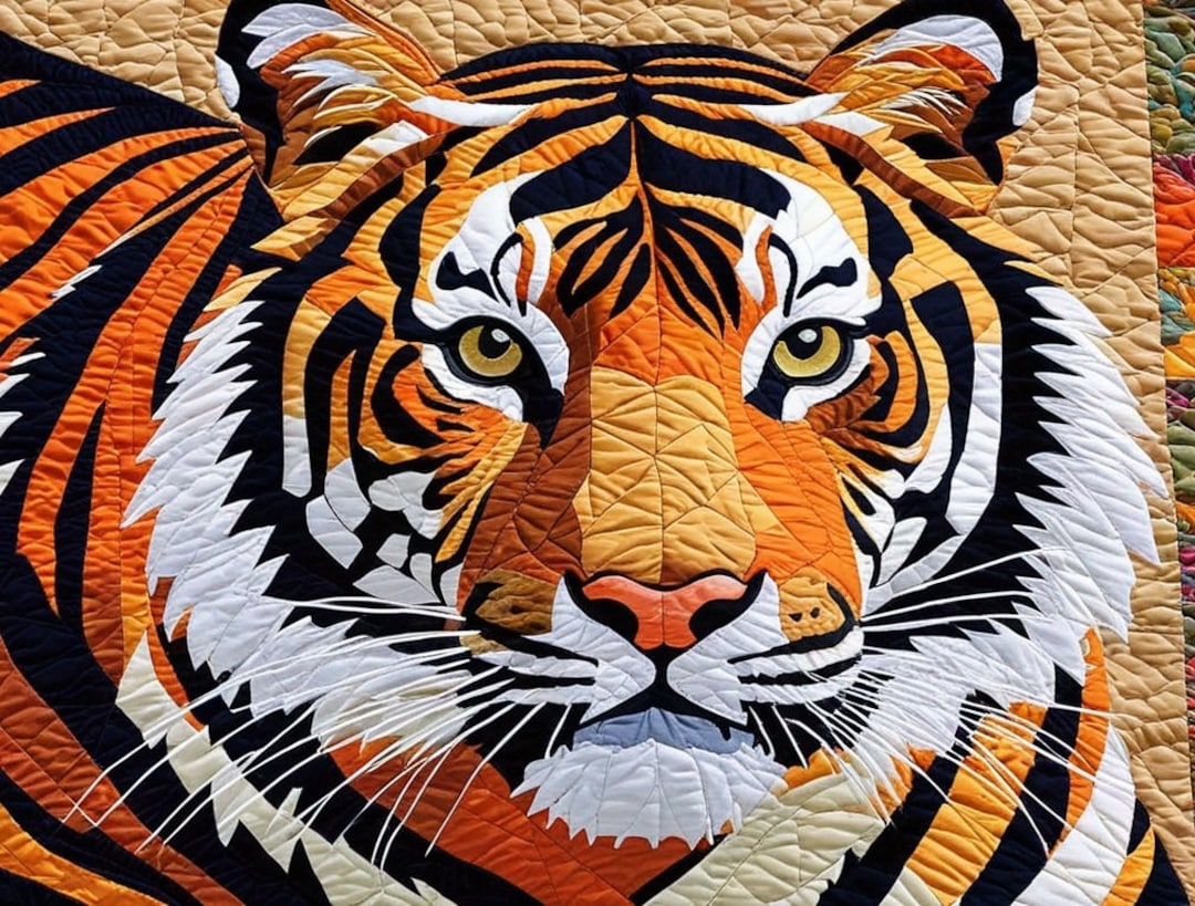 Tiger Patchwork Pattern , Tiger Sewing Pattern , Collage Quilt Tiger ...