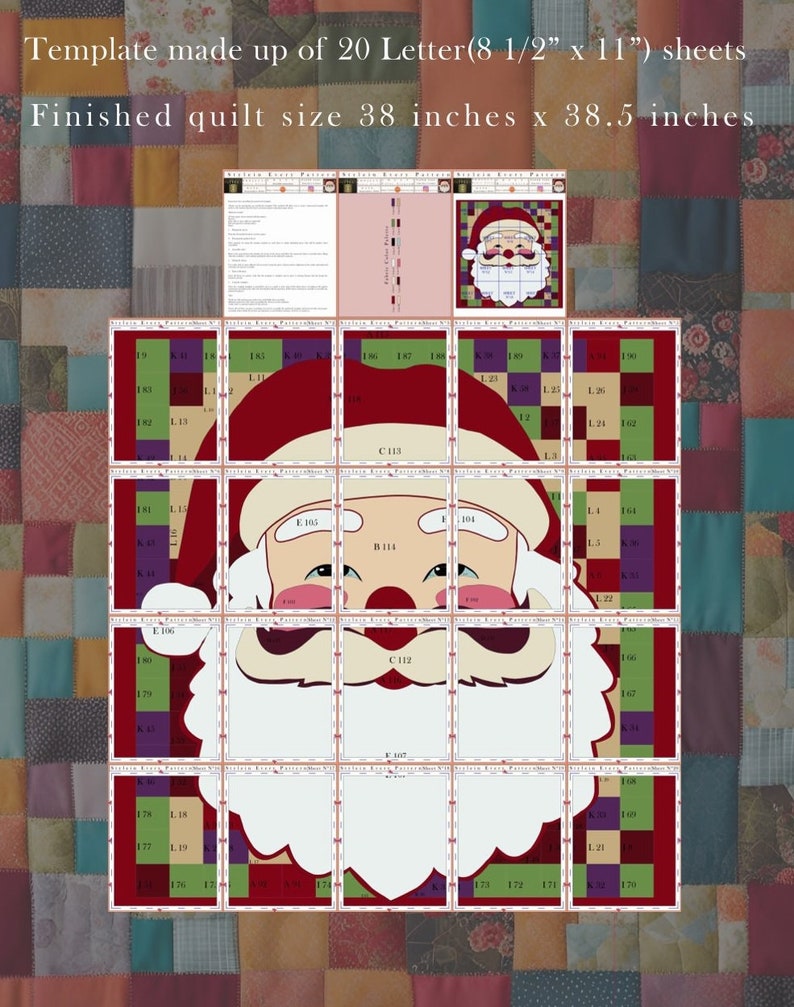 Santa Claus Patchwork Pattern, Christmas Quilt, Patchwork Santa, Santa ...