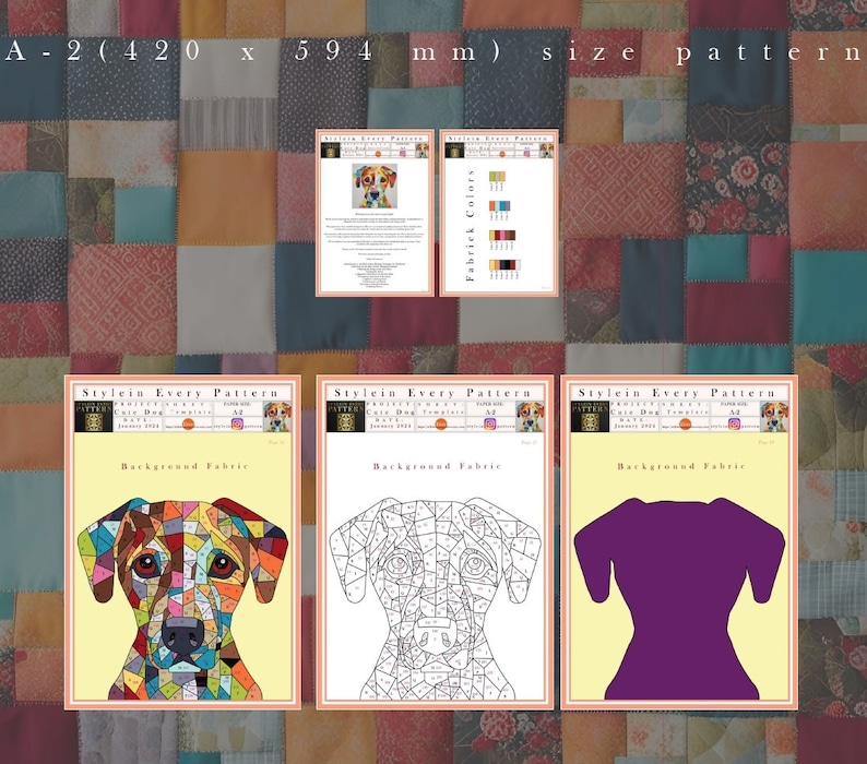 Patchwork Puppy , Quilt Pattern Dog Design , Patchwork Sewing Pattern ...