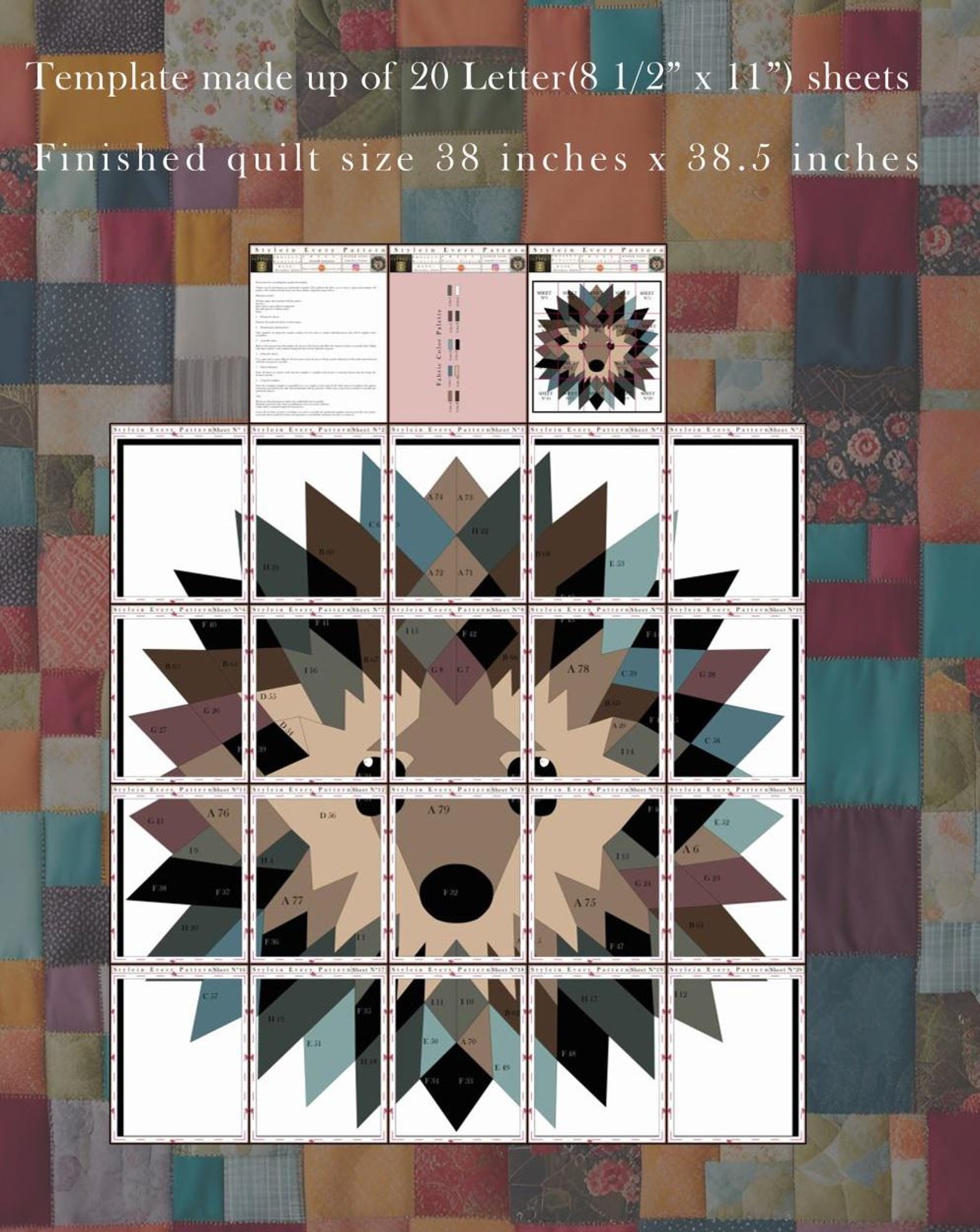 Hedgehog Quilt Pattern , Quilt Block Pattern , Beginner Quilt Pattern ...