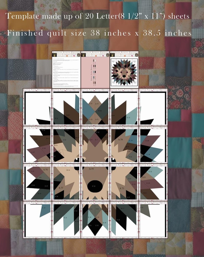 Hedgehog Quilt Pattern , Quilt Block Pattern , Beginner Quilt Pattern ...