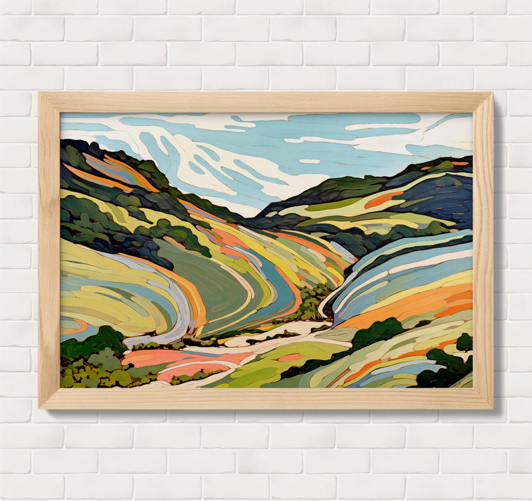 Layered Hills Fine Art Poster, Frameless Matte Print, Colorful Decor ...