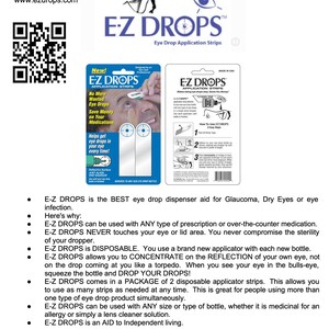 E-Z DROPS Eye Drop Application Strips, Guide, Device, Aid, Helper ...