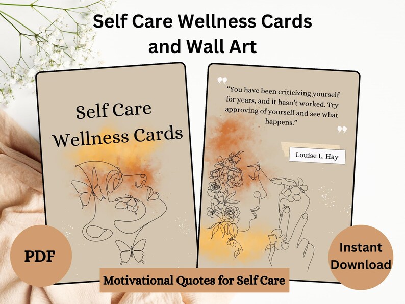 Self Care Wellness Cards Inspirational Wall Art Mental - Etsy