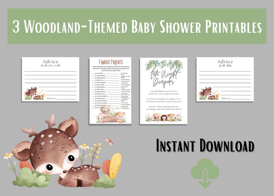 Baby Shower Printables (woodland Animals Theme) - Etsy