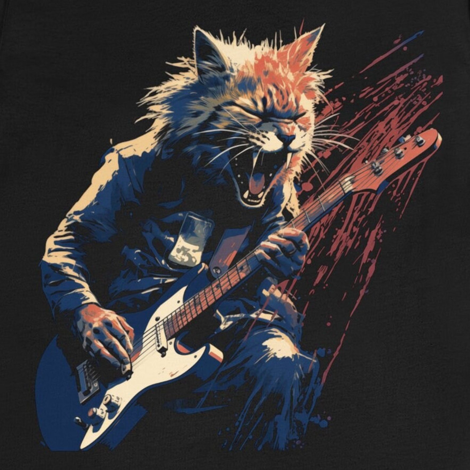 Rocker Cat, Rockstar Cat Playing Guitar, Cat Dad, Cat Mom, Cat Lover ...