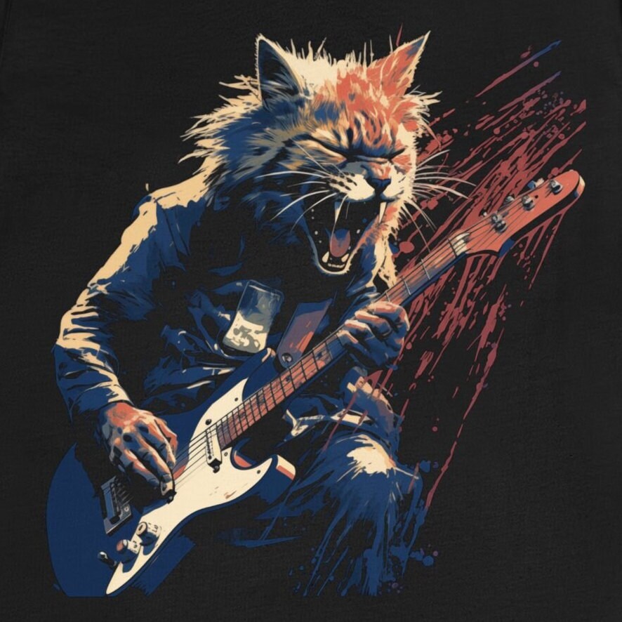 Rocker Cat, Rockstar Cat Playing Guitar, Cat Dad, Cat Mom, Cat Lover ...