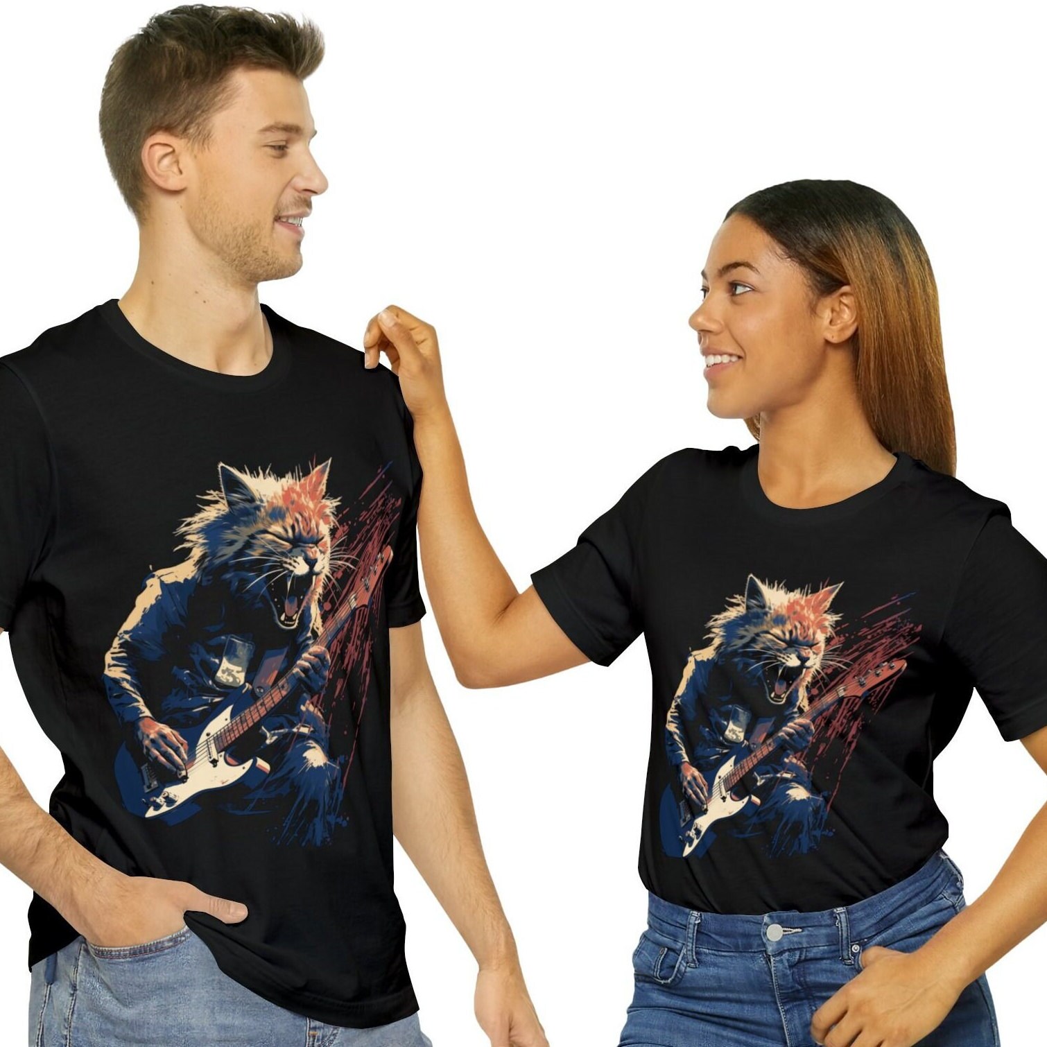 Rocker Cat, Rockstar Cat Playing Guitar, Cat Dad, Cat Mom, Cat Lover ...