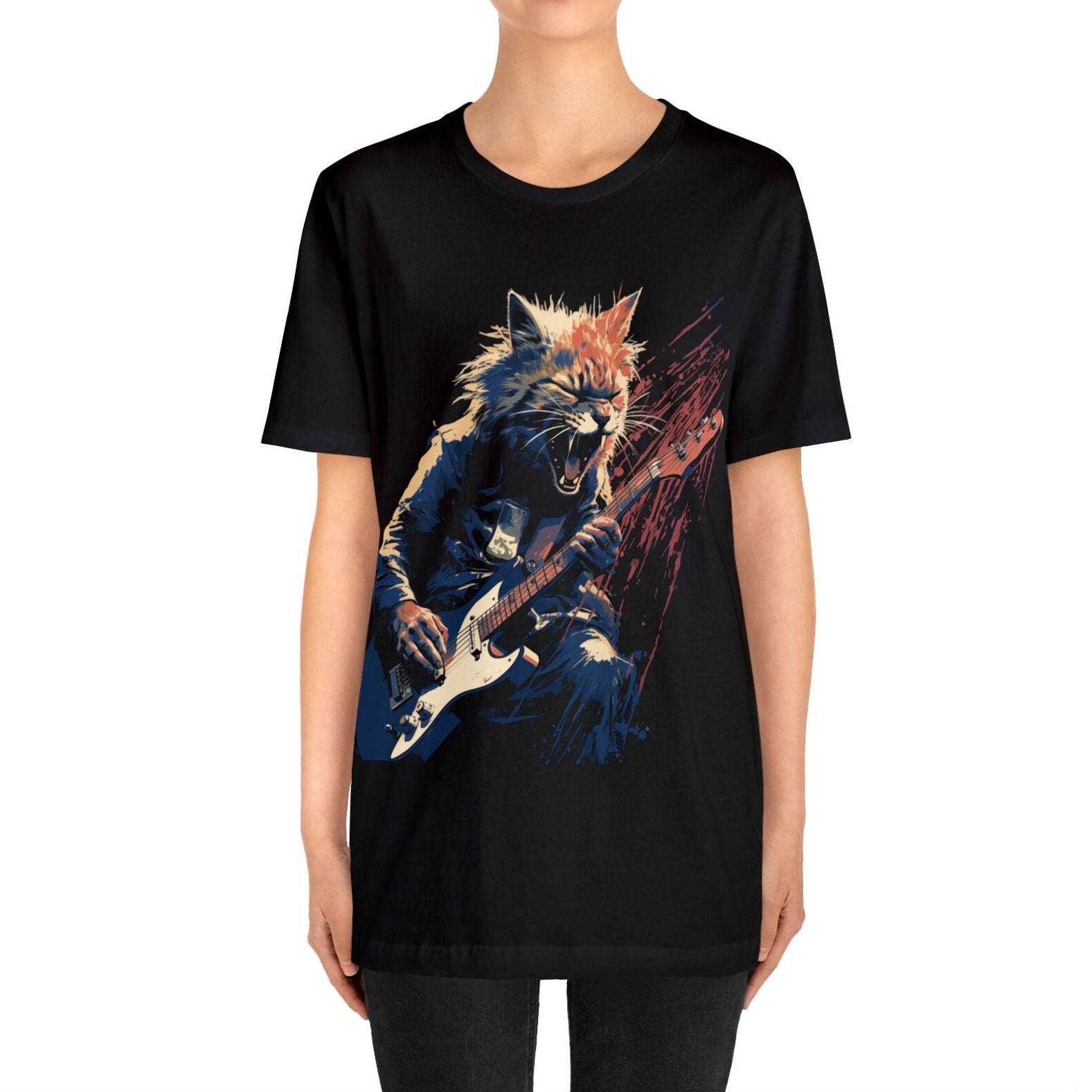 Rocker Cat, Rockstar Cat Playing Guitar, Cat Dad, Cat Mom, Cat Lover ...