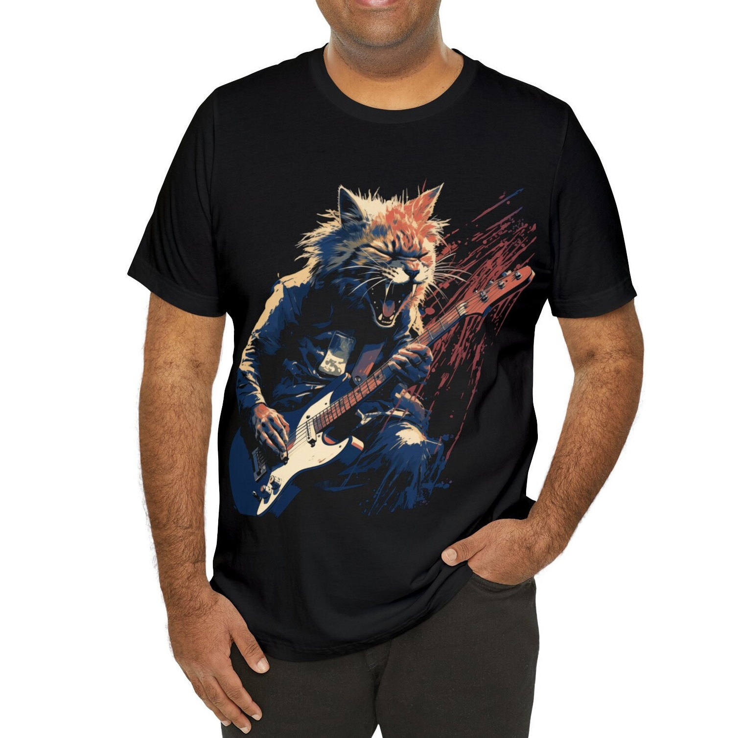 Rocker Cat, Rockstar Cat Playing Guitar, Cat Dad, Cat Mom, Cat Lover ...