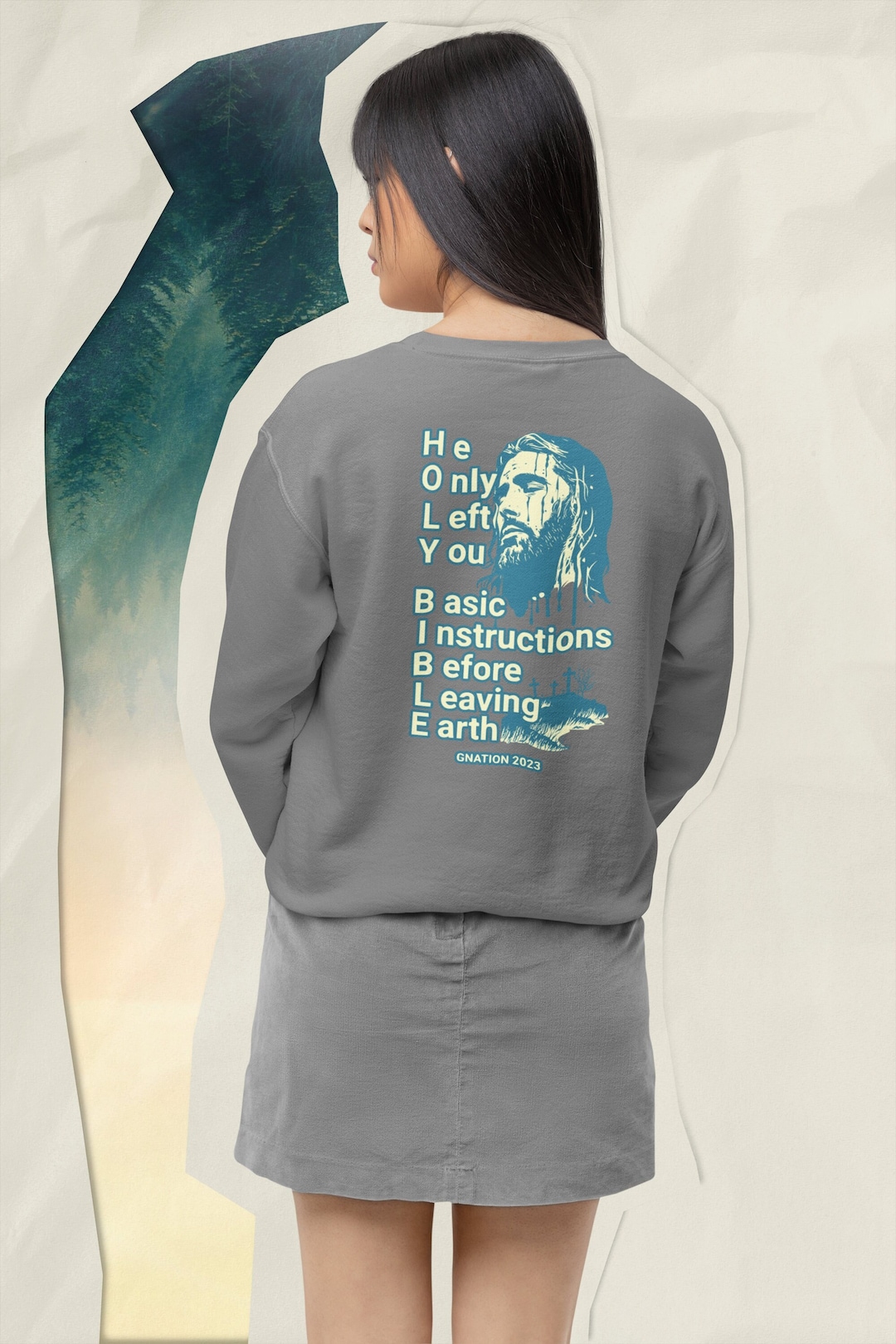 Gnation Jesus and Holy Bible Sweater, Faithful Clothing, Christian Gift ...